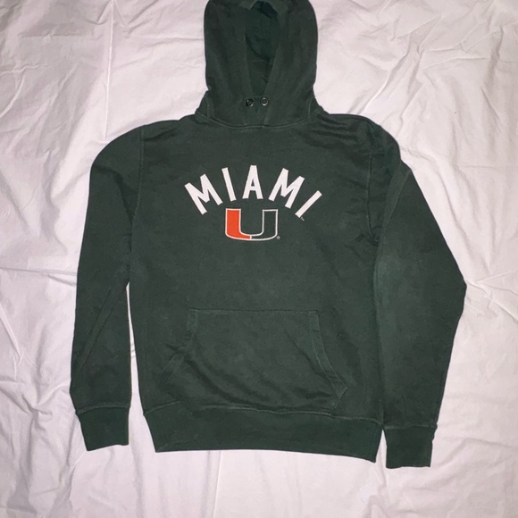 Sweaters | University Of Miami Green Hoodie With Embroidered Umiami ...